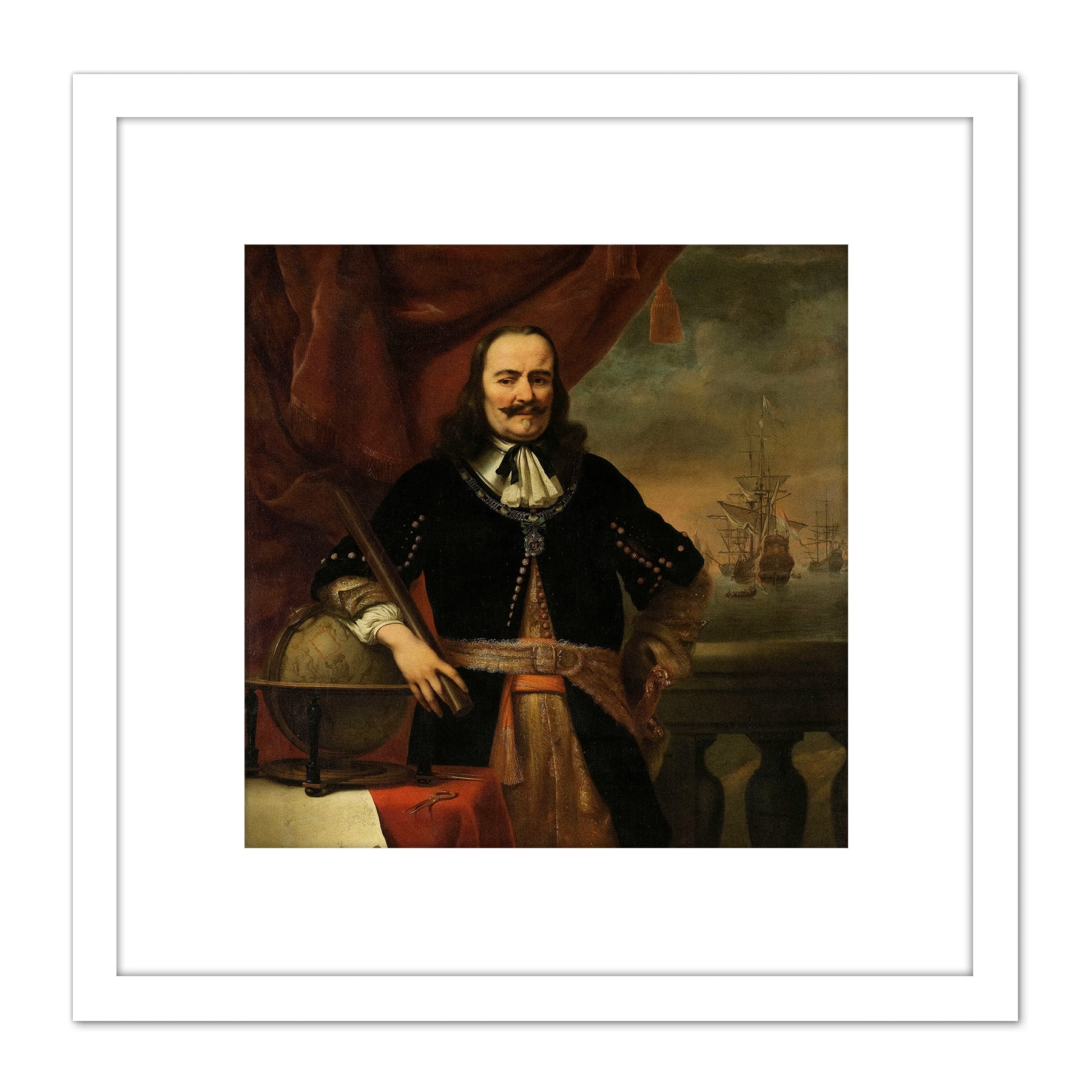 Bol Michiel De Ruyter Lieutenant Admiral Painting 8X8 Inch Square ...