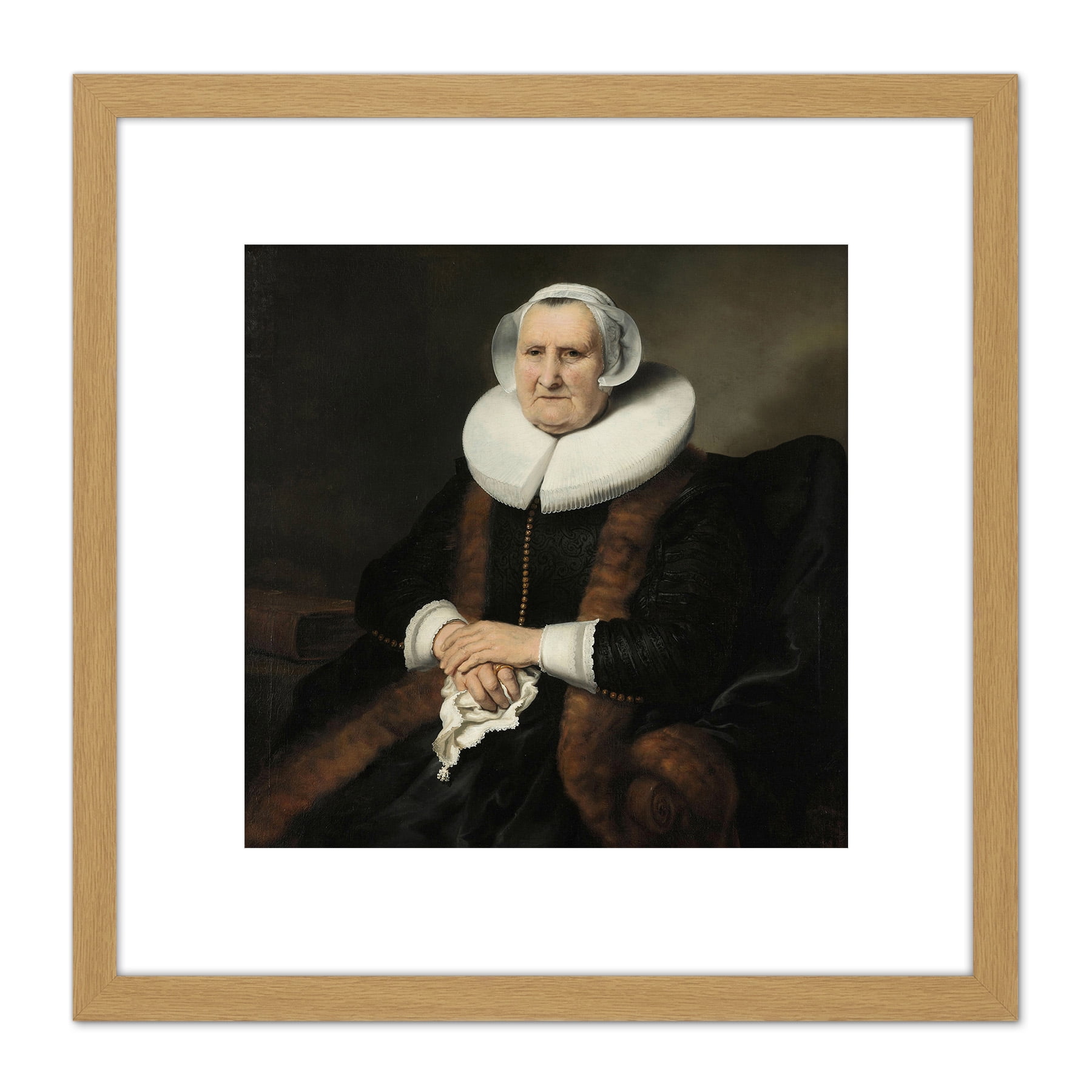 Bol Portrait Old Lady Possibly Elisabeth Bas 8X8 Inch Square Wooden ...