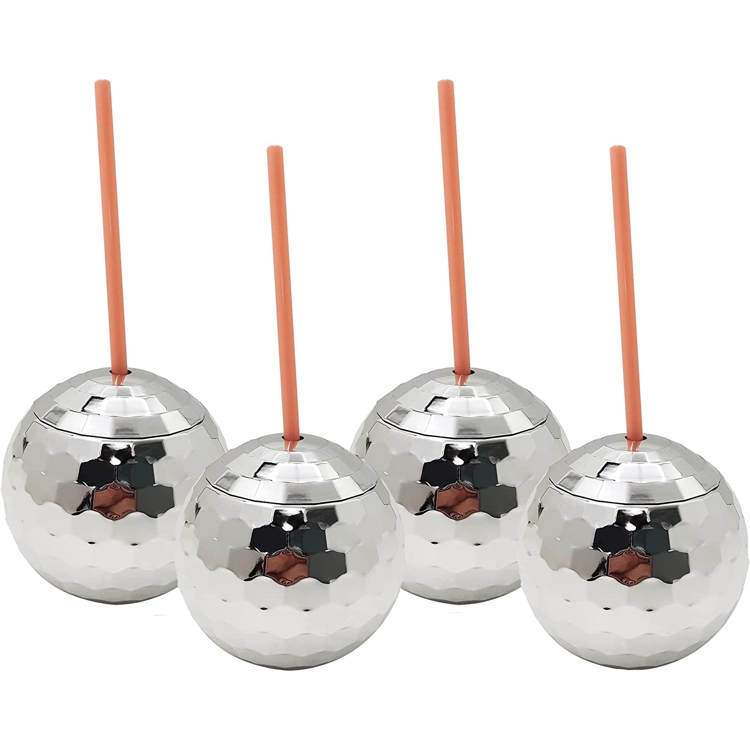 Unique Shopping Square Bolaras Silver Disco Ball Cups 4 Pack, 16oz ...