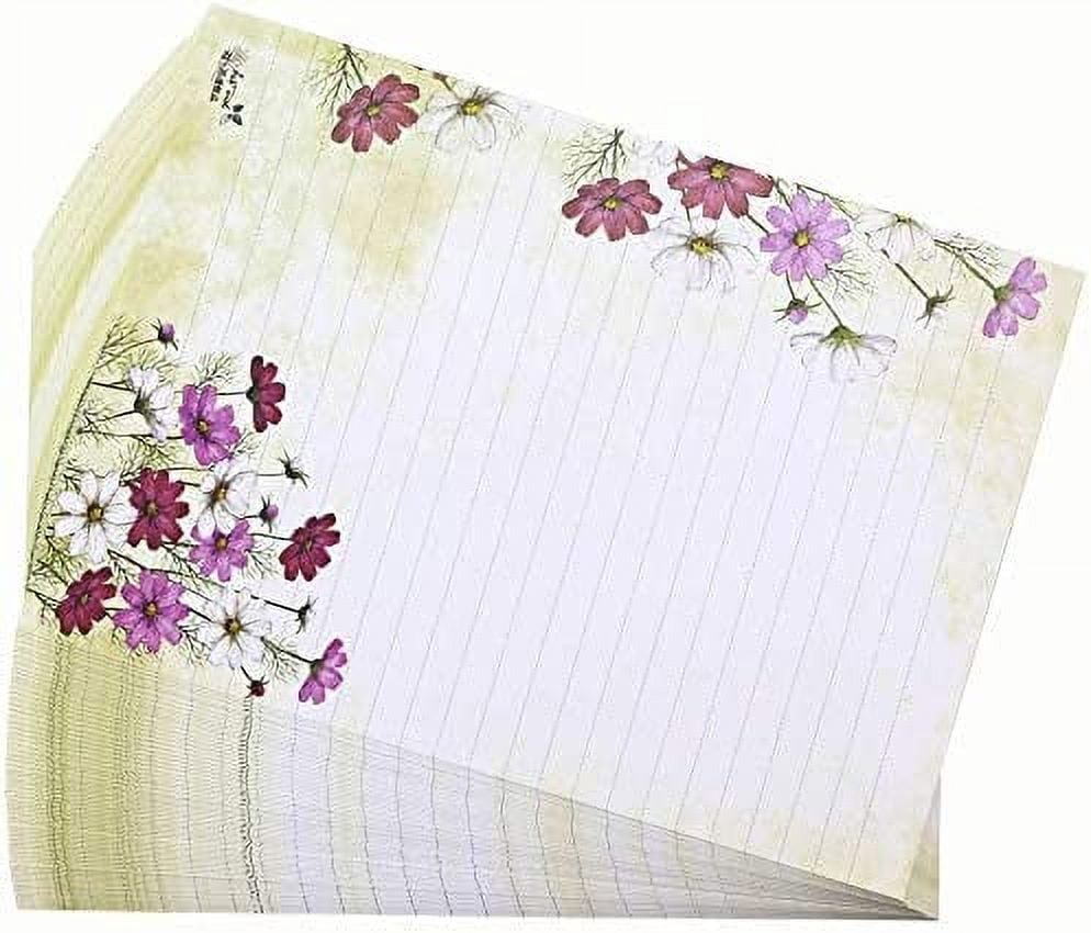 Bolbove 64 Pcs Lovely Flower Cute Plant Elegant Letter Writing ...