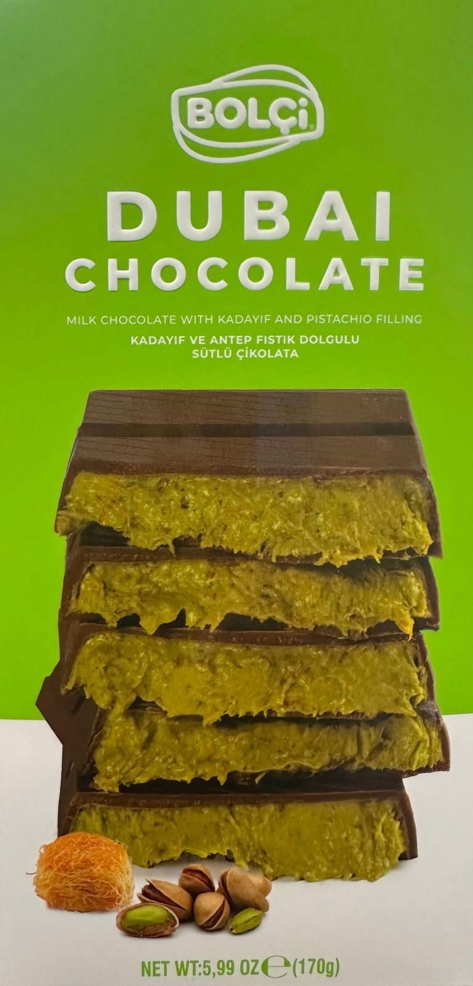 Bolci Dubai Milk Chocolate Knafeh Bar, 7.05oz, Pistachio & Kataifi ...