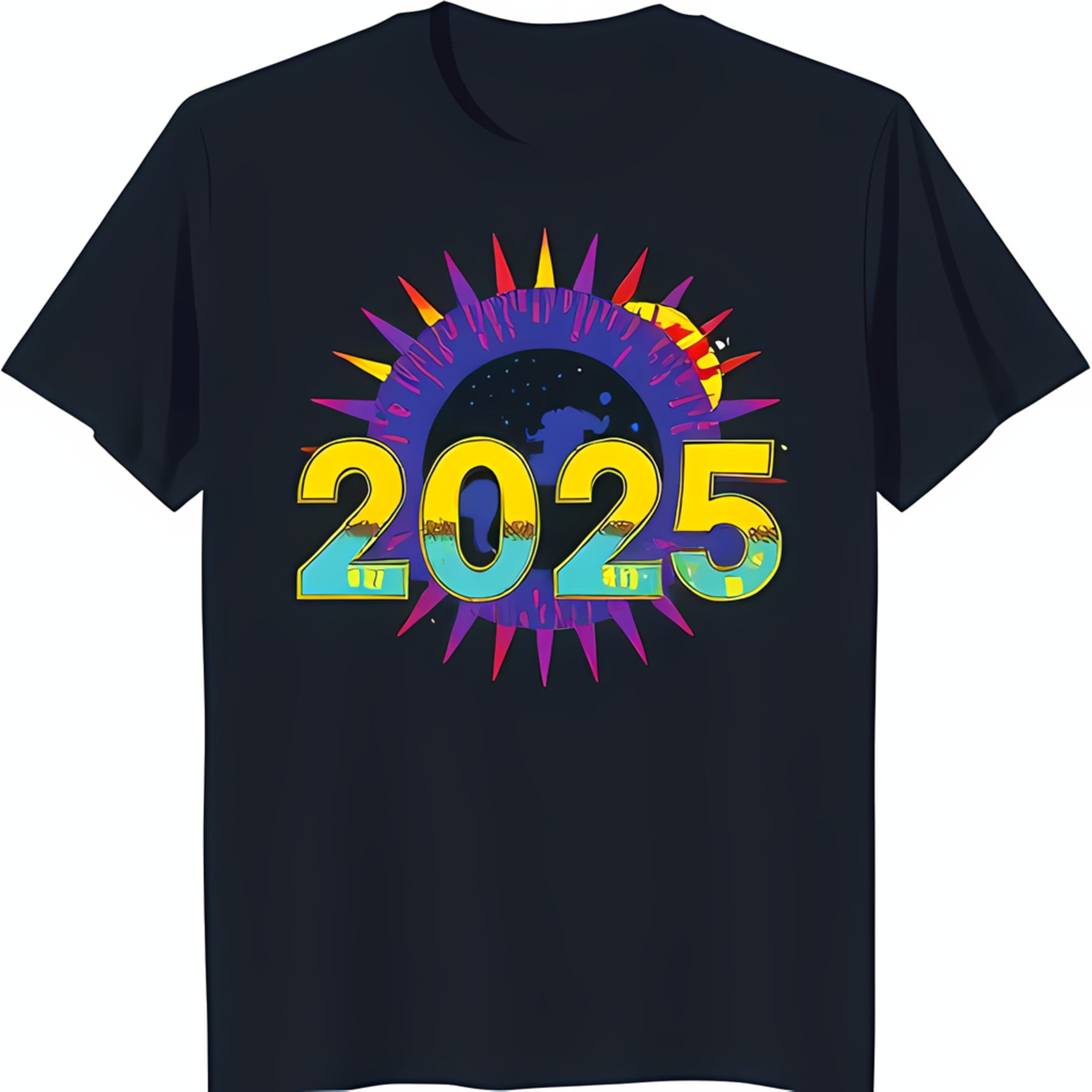 Bold 2025 Graphic on Black T-Shirt with Vibrant & Earth Design ...
