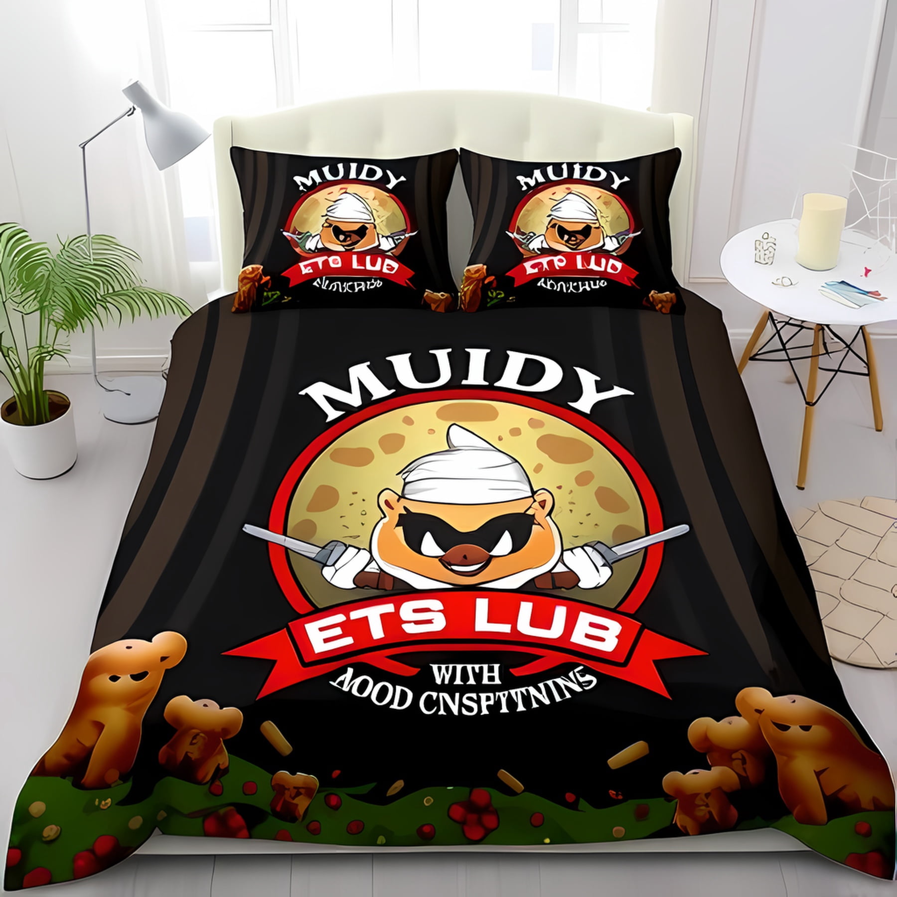 Bold 3-Piece Bedding Set: Cartoon Duvet Cover & Pillowcases with ...