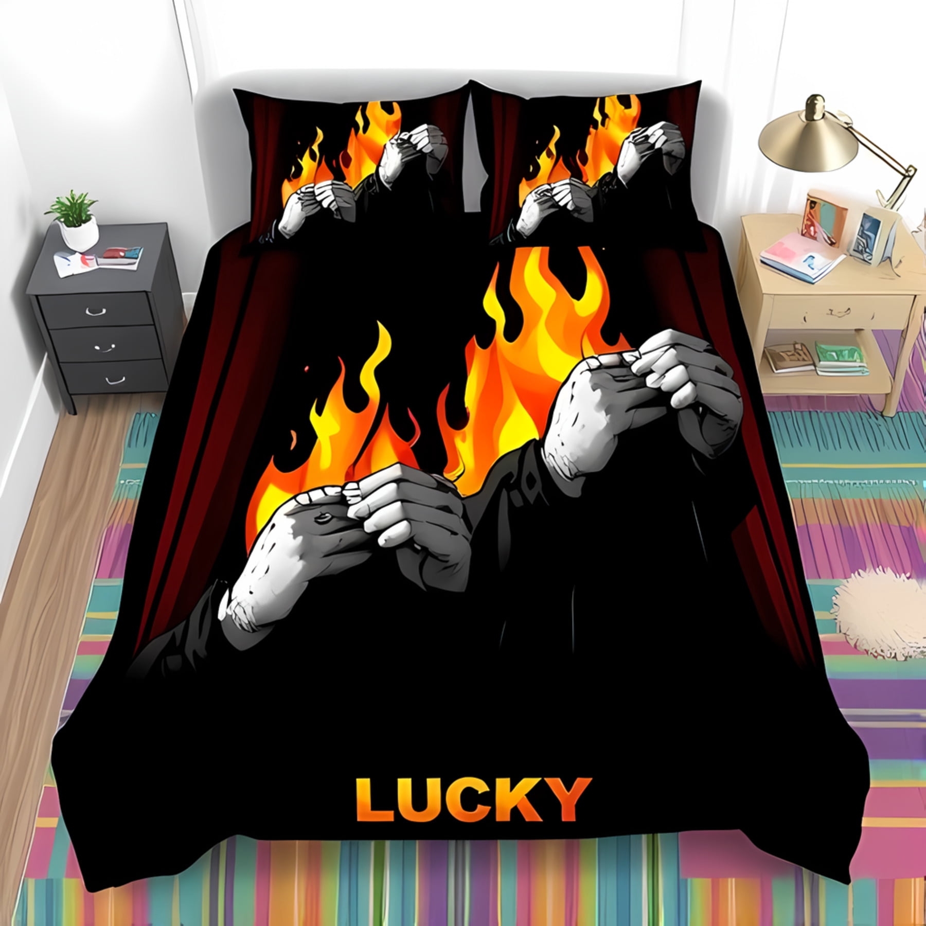 Bold 3-Piece Duvet Cover Set with Graphic Design of Hands Rolling Joint ...