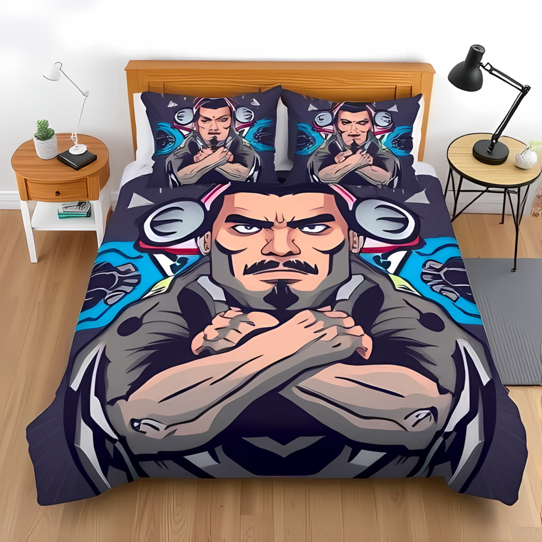 Bold 3-Piece Duvet Cover Set with Graphic Male Figure Design - Edgy ...