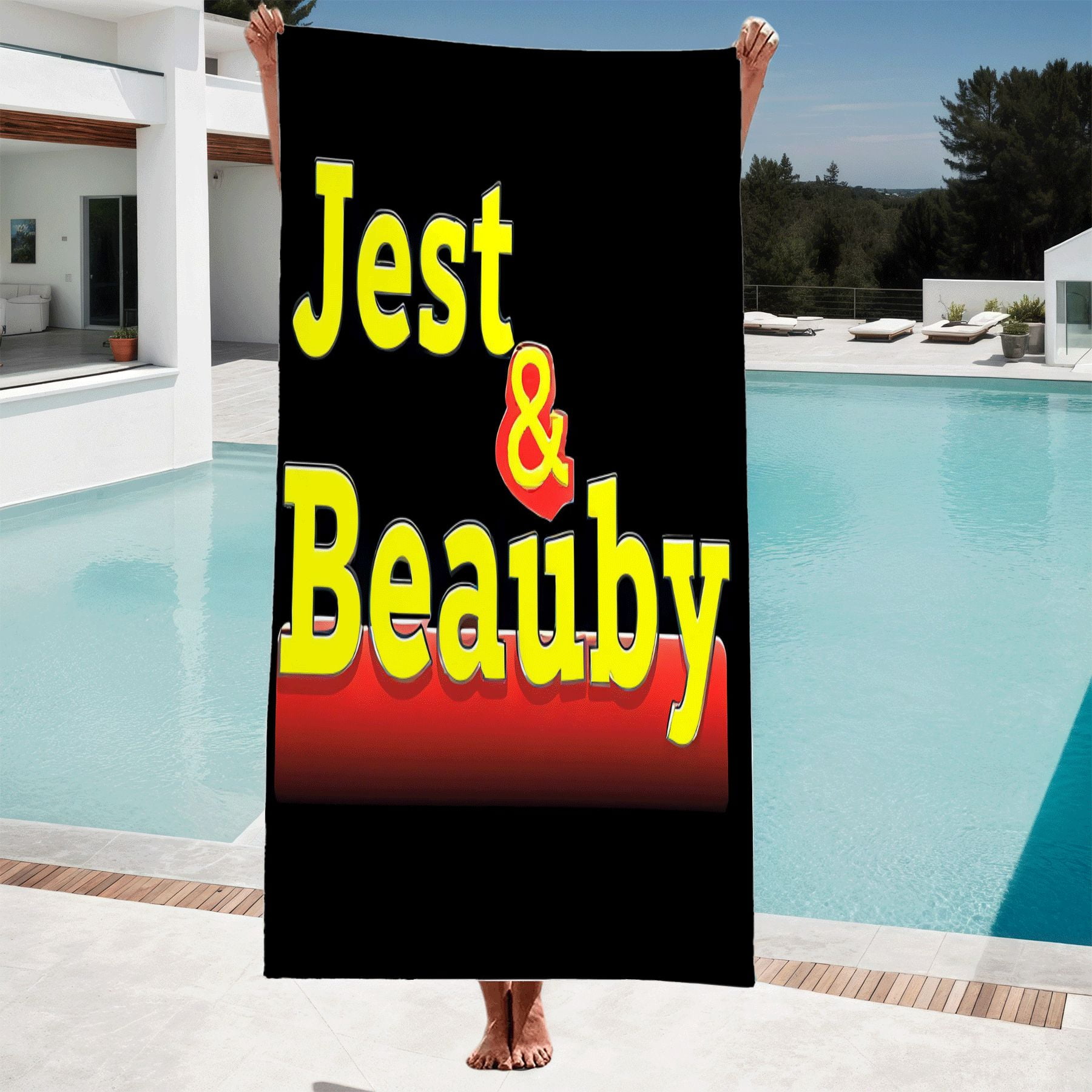 Bold 3D ' Jest & Beauty ' Design Beach Towel - Eye - Catching Yellow ...