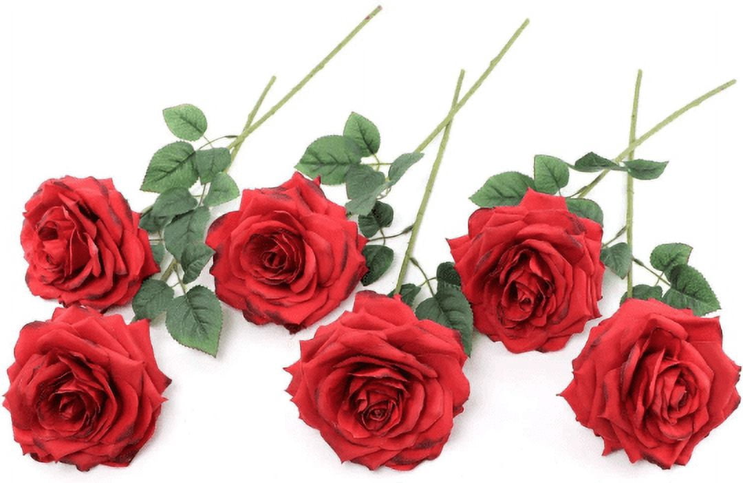 Bold 6" Red Open Rose - Realistic Flower for Home Decor & Weddings ...