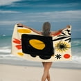 Bold Abstract Beach Towel - Large Black Rectangle with Yellow Circle ...