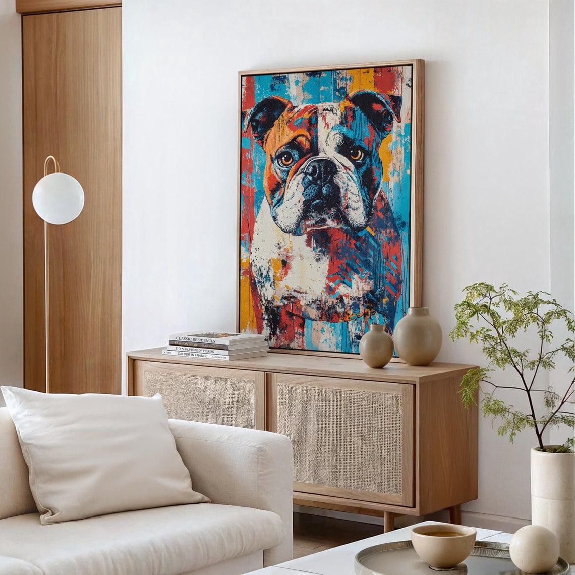 Bold Abstract Bulldog Art - Colorful Dog Portrait Wall Decor For Home ...