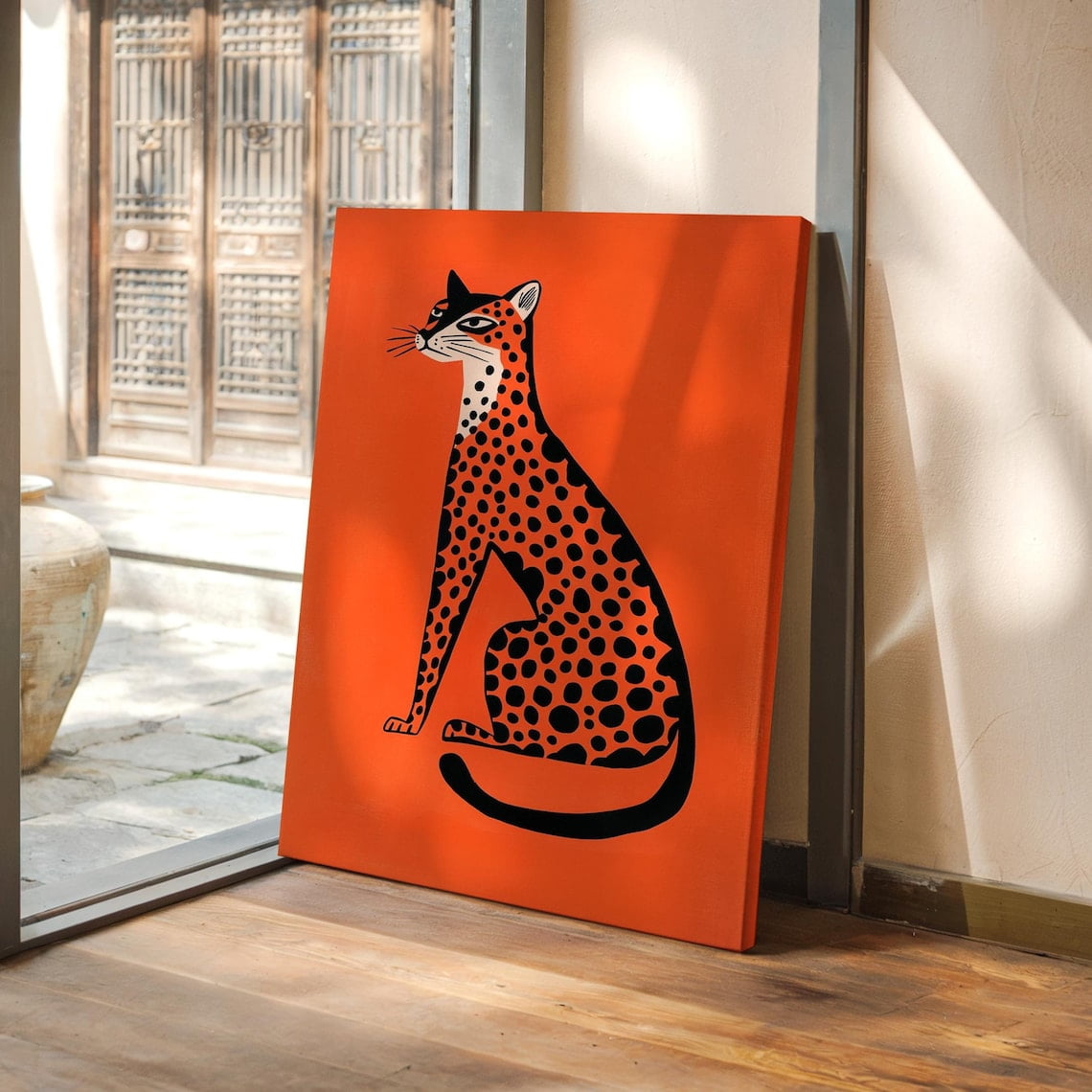 Bold Abstract Cheetah Illustration On Vibrant Orange Background ...