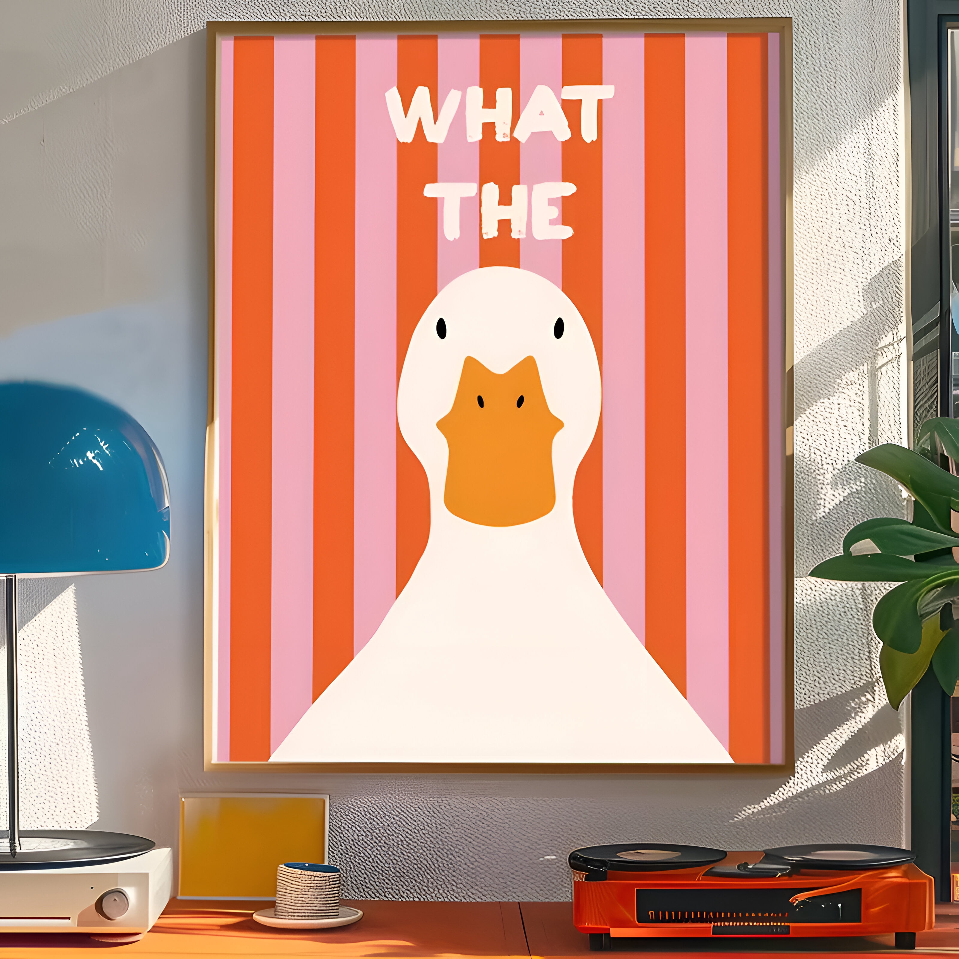 Bold Abstract Duck Wall Art Minimalist Cartoon Poster Colorful Modern ...