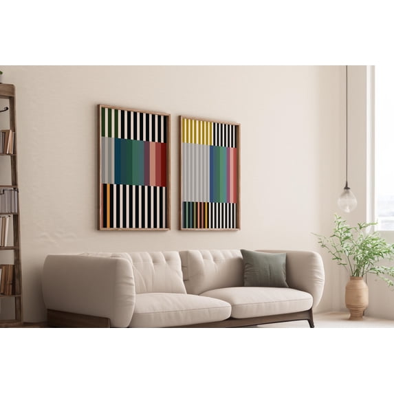 Bold Abstract Striped Art Prints Home Decor Office Wall Art, Set 2 ...