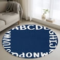 Bold Alphabet 3FT Round Area Rugs Modern Nautical Letters Dark Blue ...
