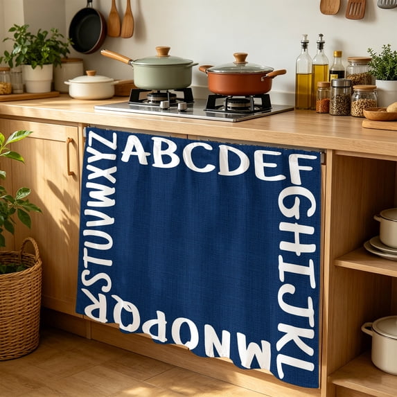 Bold Alphabet Cabinet Curtains 35" W x 35" L, Modern Nautical Letters ...