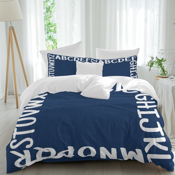 Bold Alphabet Comforter Set California King Size, Modern Nautical ...