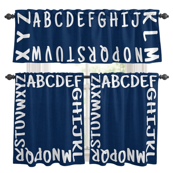 Bold Alphabet Kitchen Curtains Set for Windows, Modern Nautical Letters ...