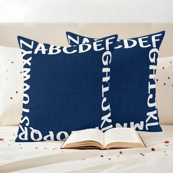 Bold Alphabet Outdoor Throw Pillow Covers Set of 2, Modern Nautical ...