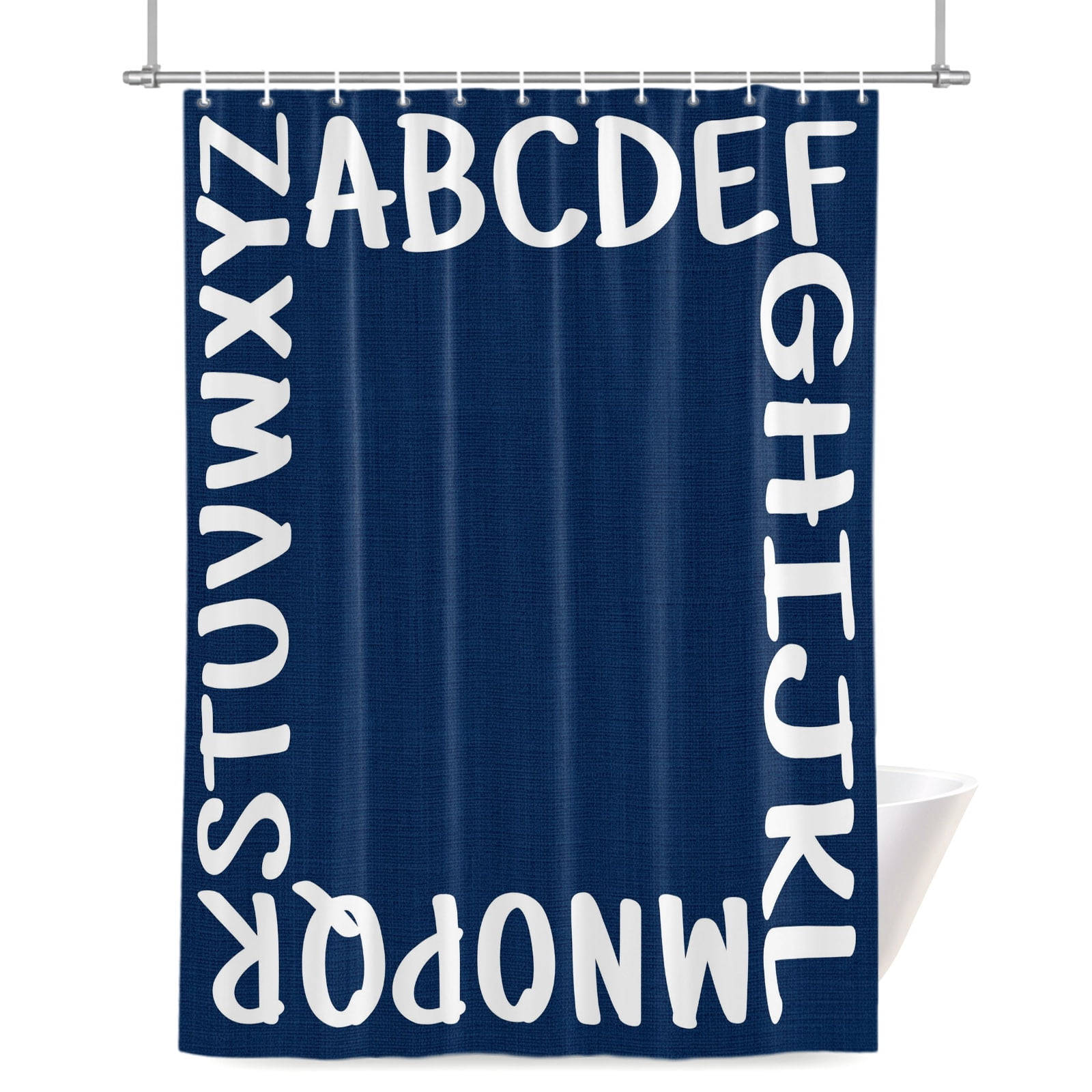Bold Alphabet Shower Curtain, Modern Nautical Letters Dark Blue ...