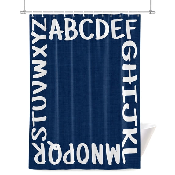 Bold Alphabet Shower Curtain, Modern Nautical Letters Dark Blue ...