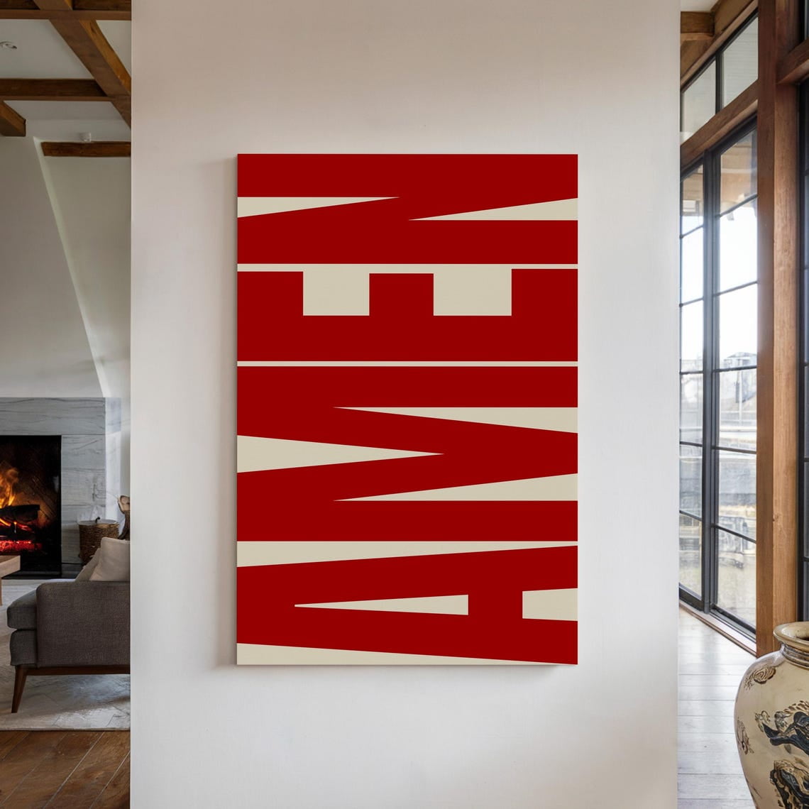 Bold Amen Wall Art Print, Modern Faith Typography Poster, Vertical ...