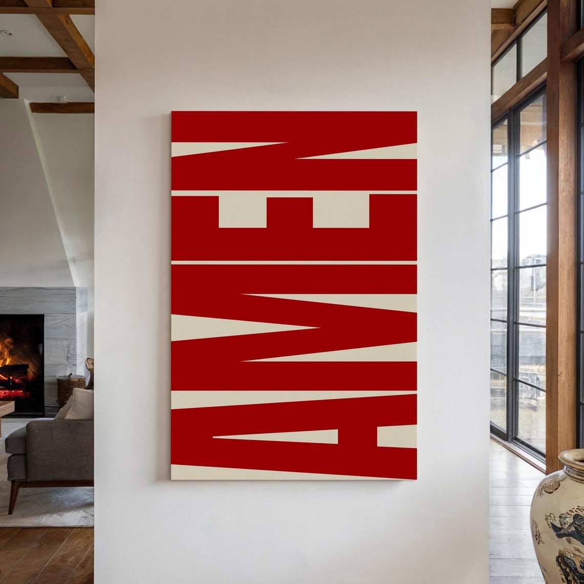 Bold Amen Wall Art Print, Modern Faith Typography Poster, Vertical ...