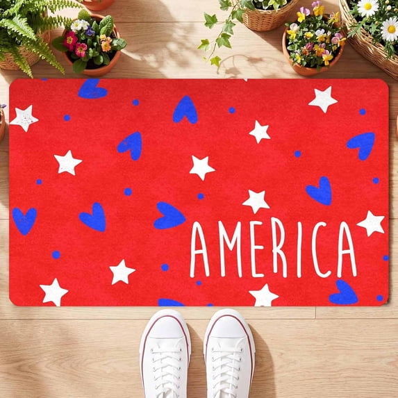 Bold America Independence Day Doormat - Red Patriotic Welcome Mat with ...