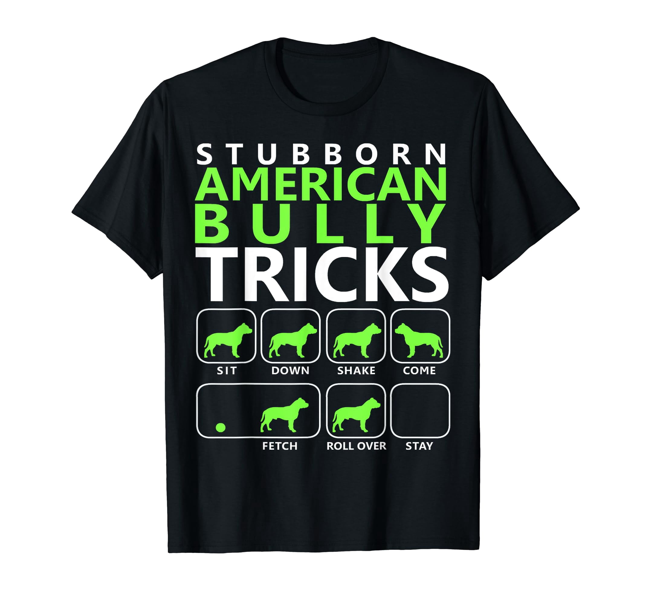 Bold American Bully Graphic T-Shirt with Colorful Commands for Dog ...