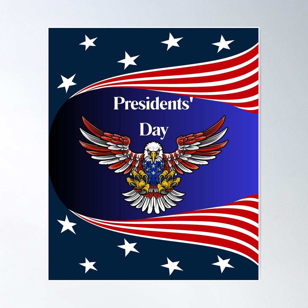 Bold American Eagle On US Flag Background Art Unframed Paper Print ...