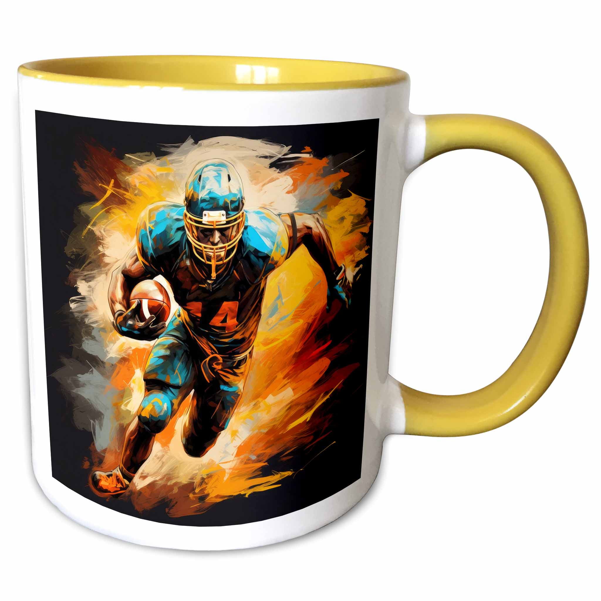 3drose, Bold and Colorful Painting of a Football Player Running with ...