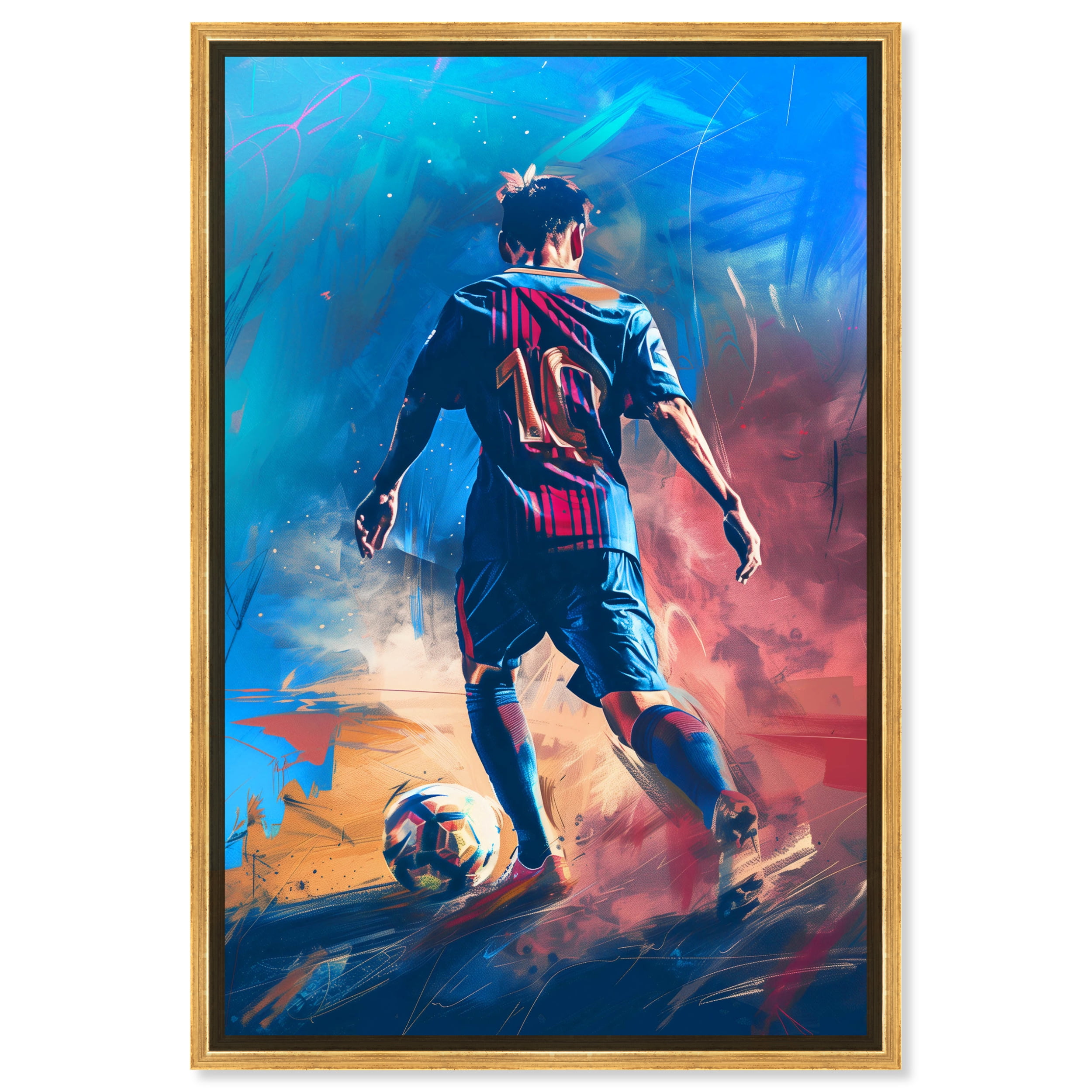 Bold And Colorful Soccer Player Canvas Wall Art by Notoriart, Gold ...