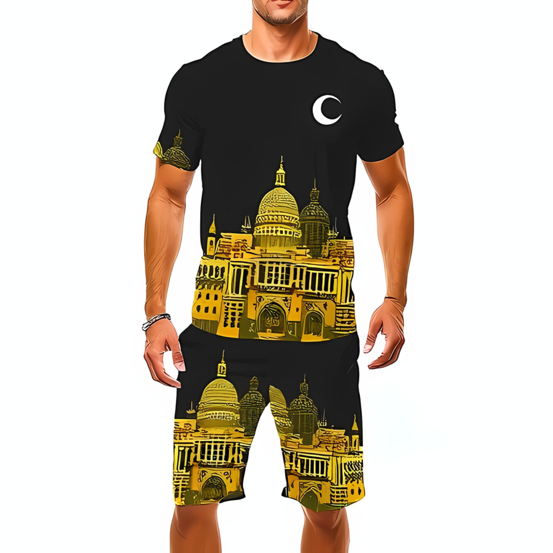 Bold Architectural Print T-Shirt & Shorts Set - St 's Basilica Design ...