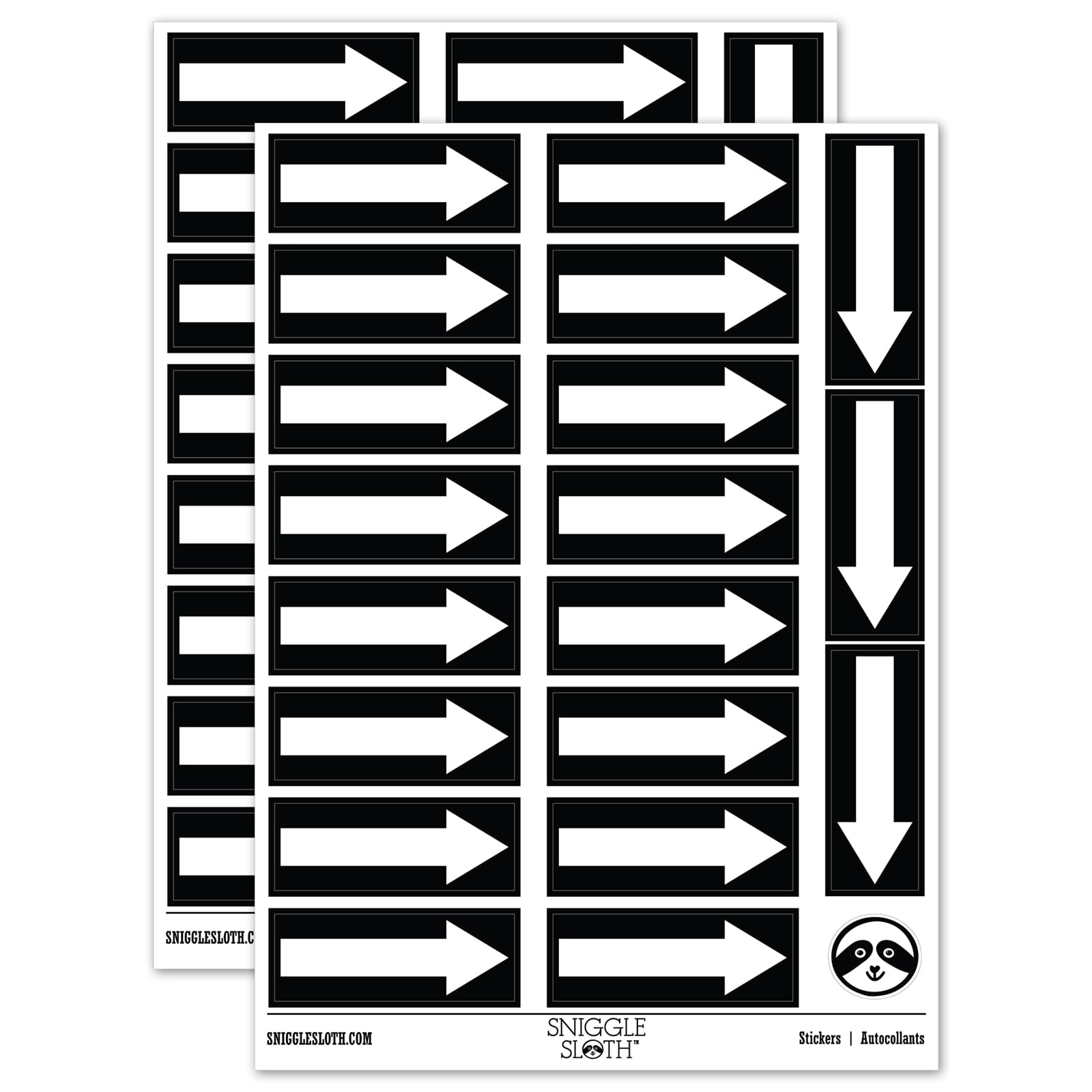 Bold Arrow Pointing Right Left Sticker Set - Black - Matte Finish - 2. ...