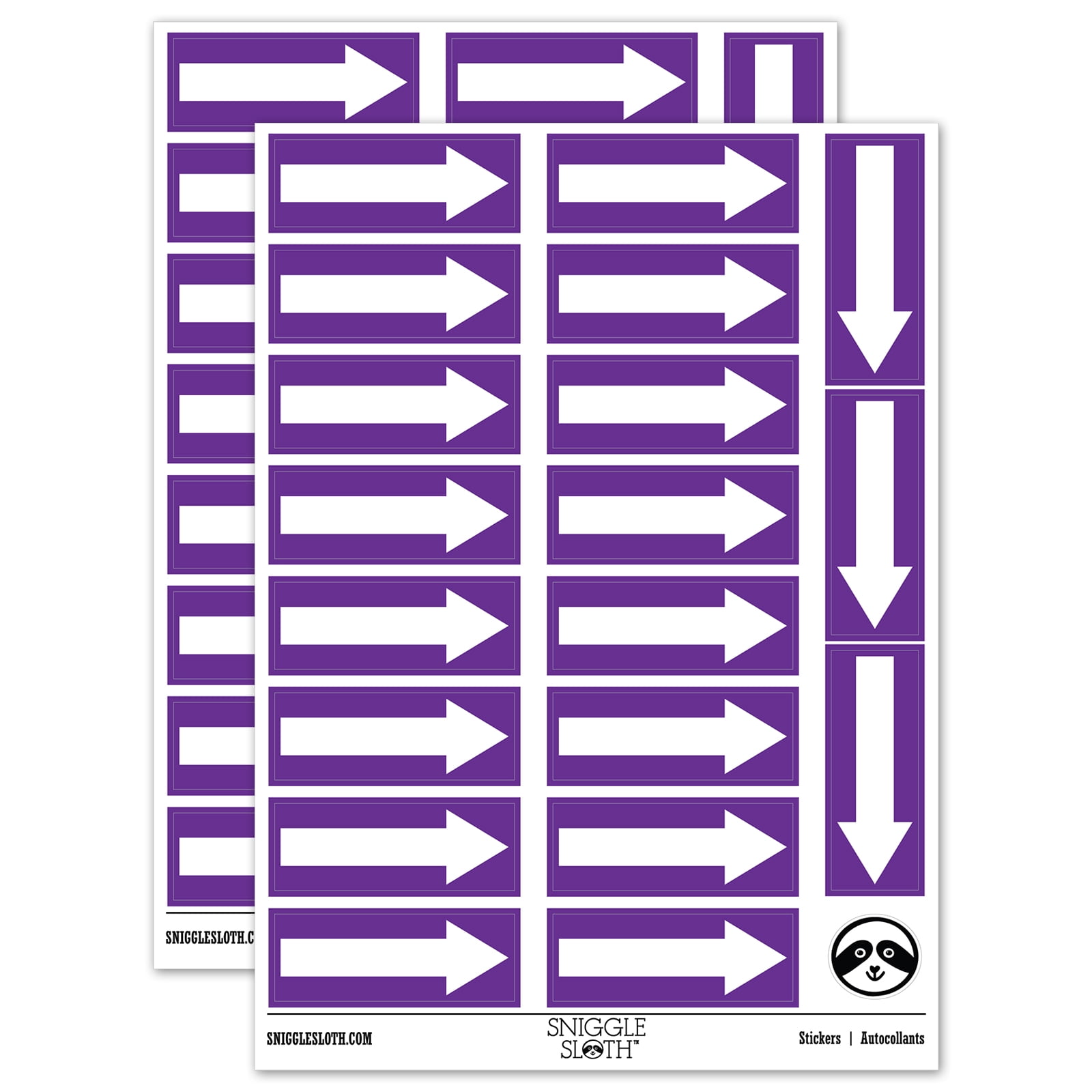 Bold Arrow Pointing Right Left Sticker Set - Purple - Gloss Finish - 2. ...
