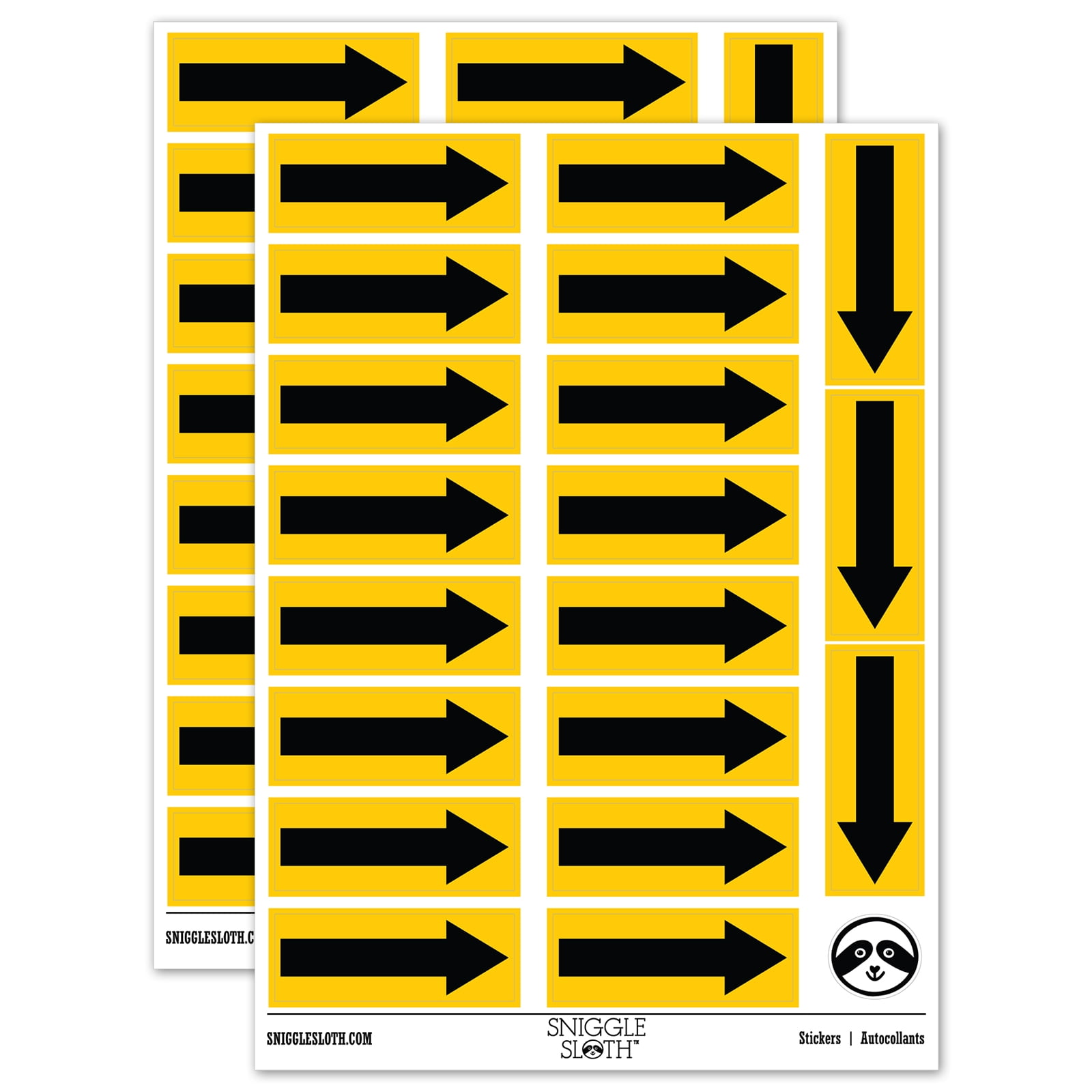Bold Arrow Pointing Right Left Sticker Set - Yellow - Matte Finish - 2. ...