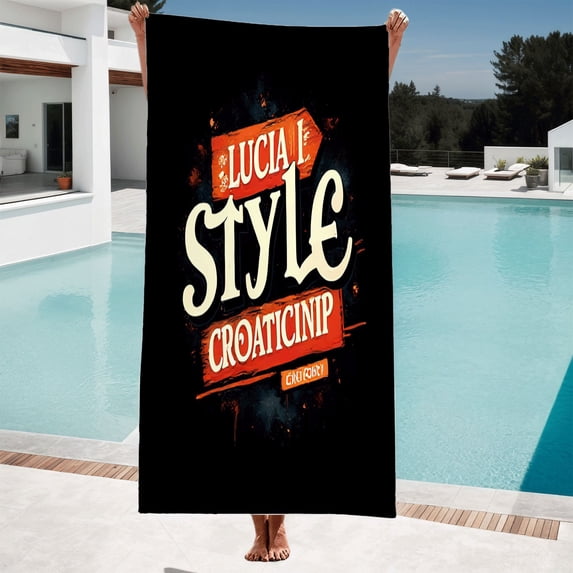 Bold & Artistic ' LUCIA STYLE ' Bath Towel - Dynamic Black Background ...