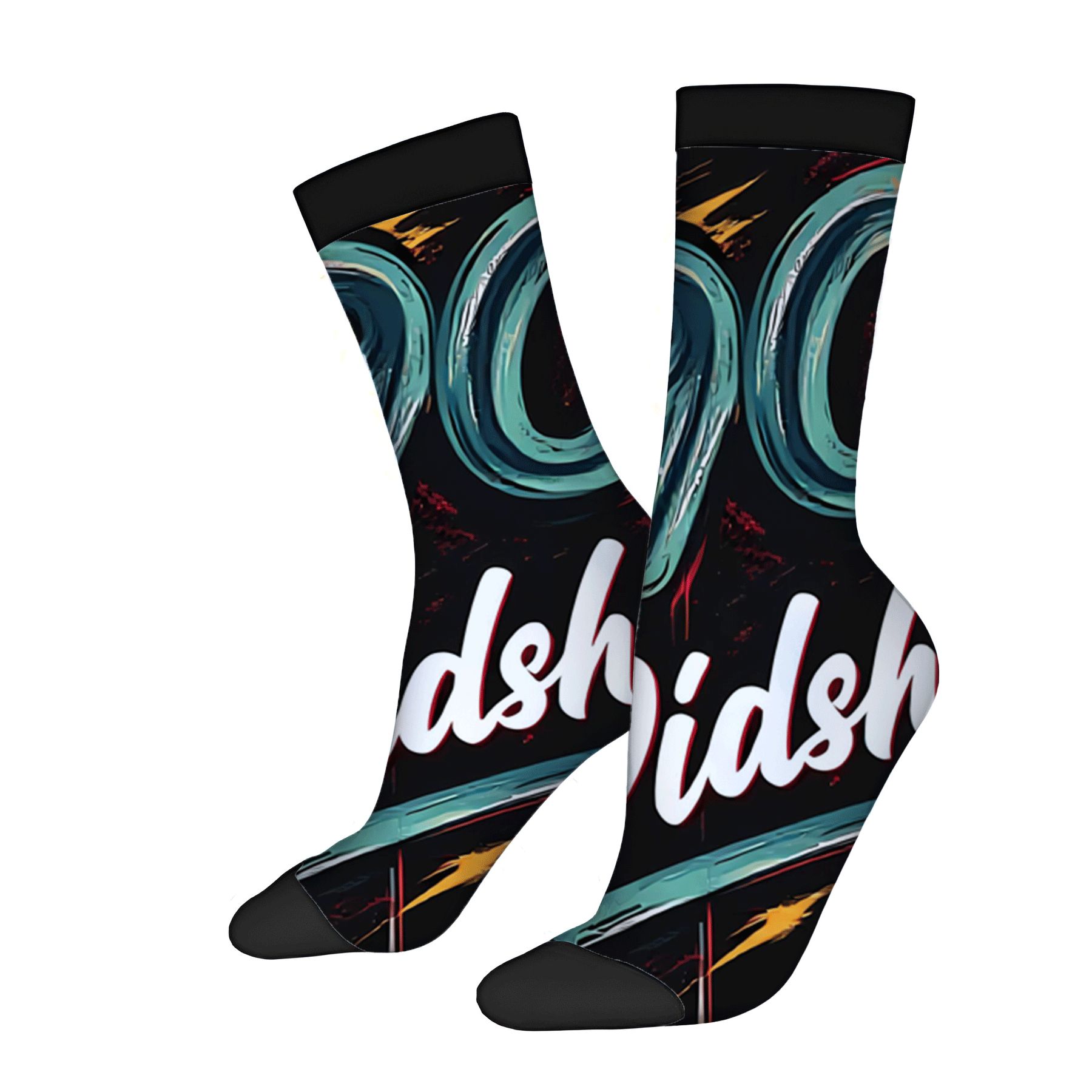 Bold Artistic Socks - 2 Pairs of Unisex Trendy Socks with Swirling Blue ...