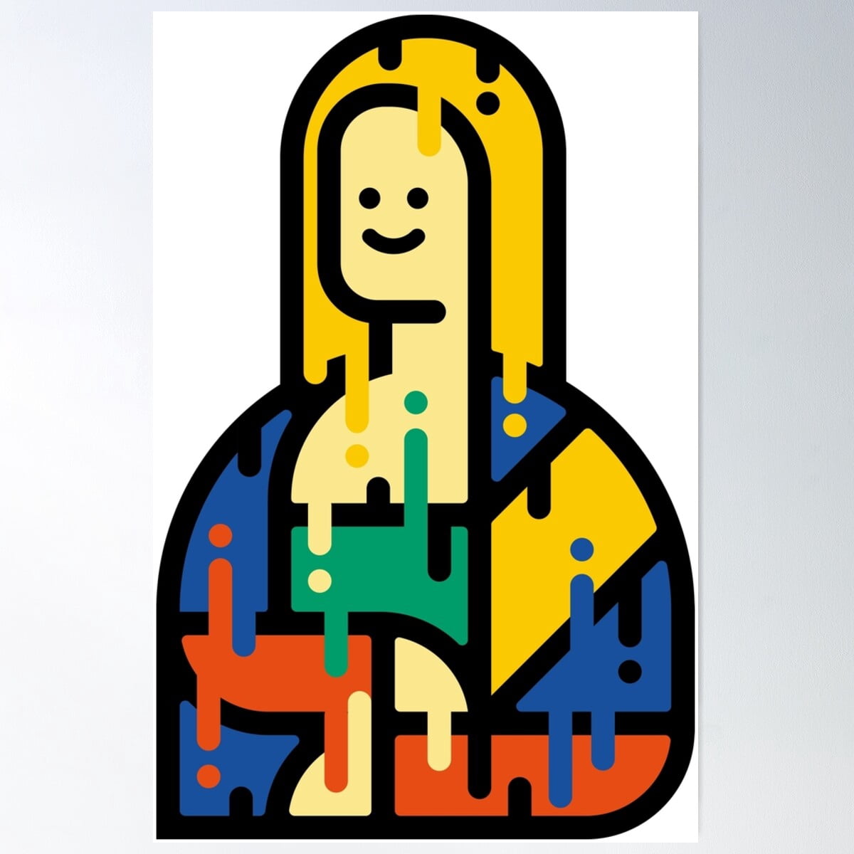 Bold Bauhaus Interpretation Mona Lisa Dripping Poster Wall Art, Modern ...