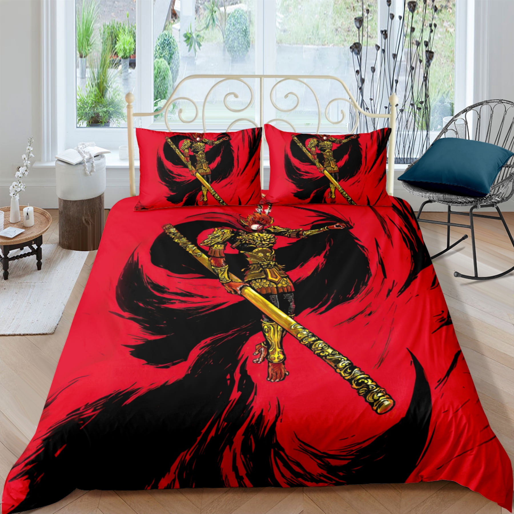 Bold Bedding Set Asian Art Inspired Duvet Cover in Gold & Black on ...