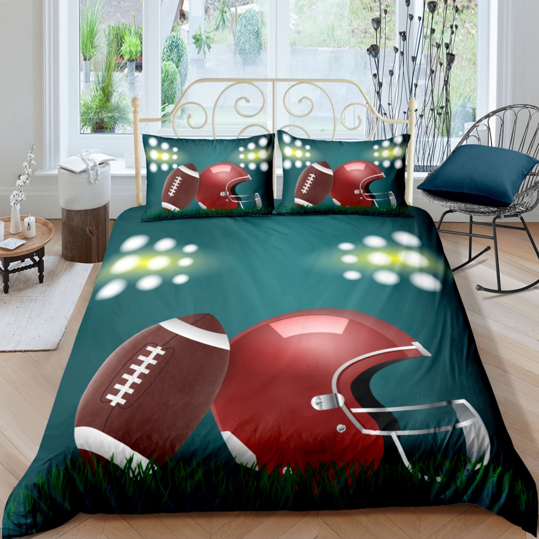 Bold Bedding Set Deep Teal with Realistic & Ball Design Perfect for ...
