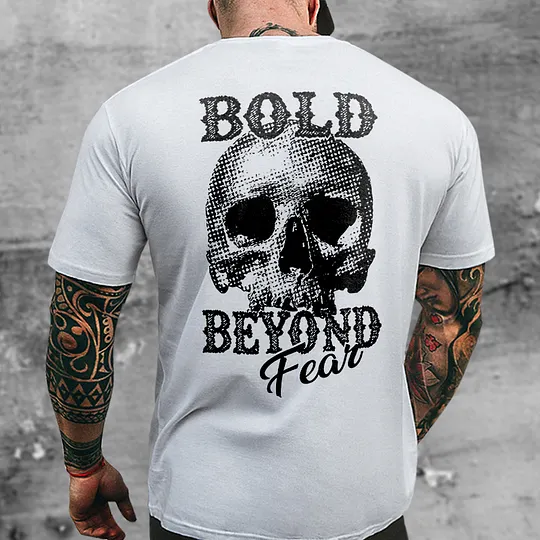 Bold Beyond Fear Skull Graphic T-Shirt | Vintage Grunge Biker ...