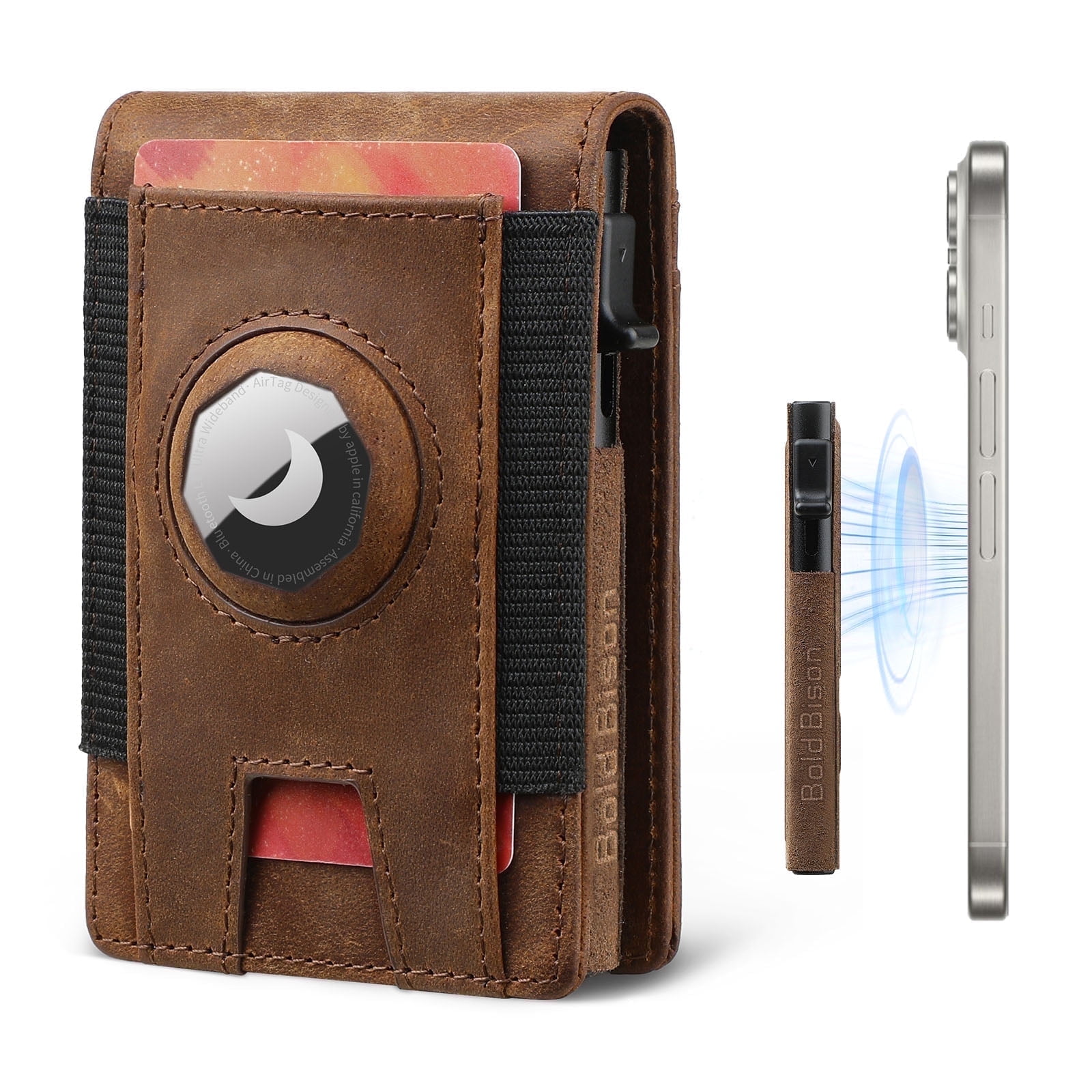 Bold Bison Magsafe Wallet with Pop-up Card Holder, Slim & Minimalist Airtag Wallet with RFID ...