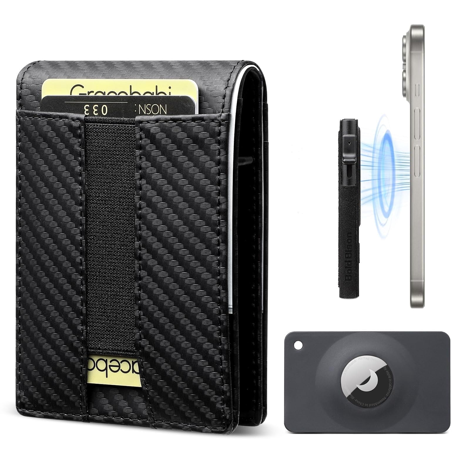 Bold Bison Bifold Wallet with Card Holder, Unisex Bifold Wallets, Black ...