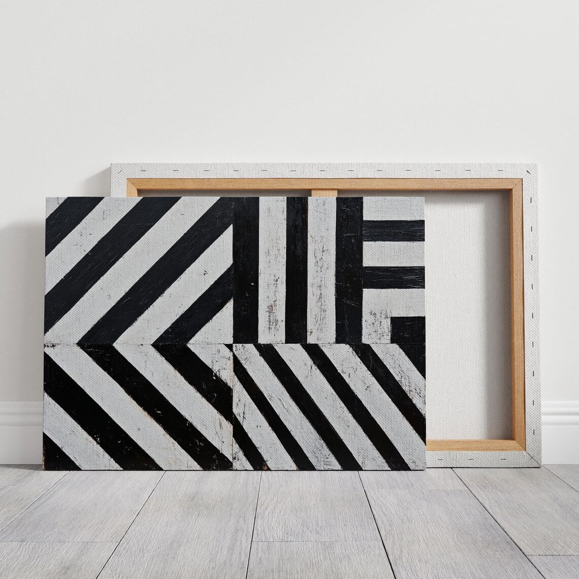 Bold Black And White Abstract Geometric Art With Striking Chevron And ...