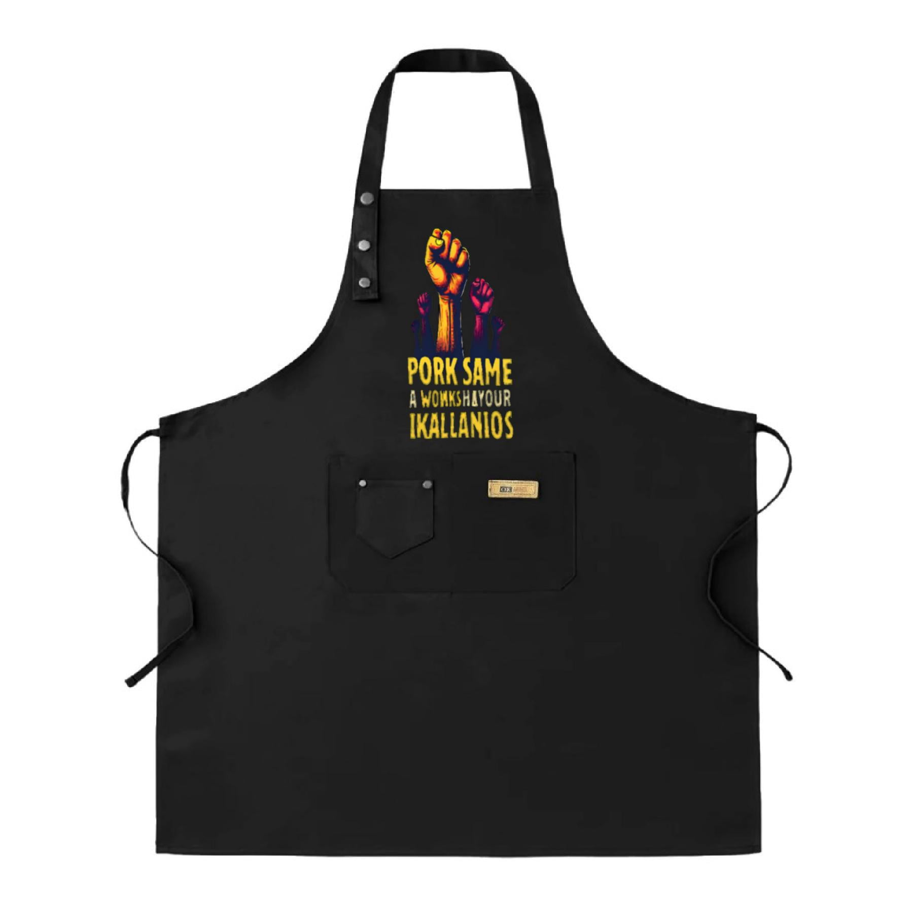 Bold Black Bib Apron 2 - Pack & " PORK SAME A WOMAN ' S WORD " Text ...