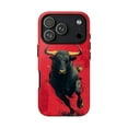 Bold Black Bull Red Ink Spanish Art Design for iPhone 17 16 15 14 13 12 ...