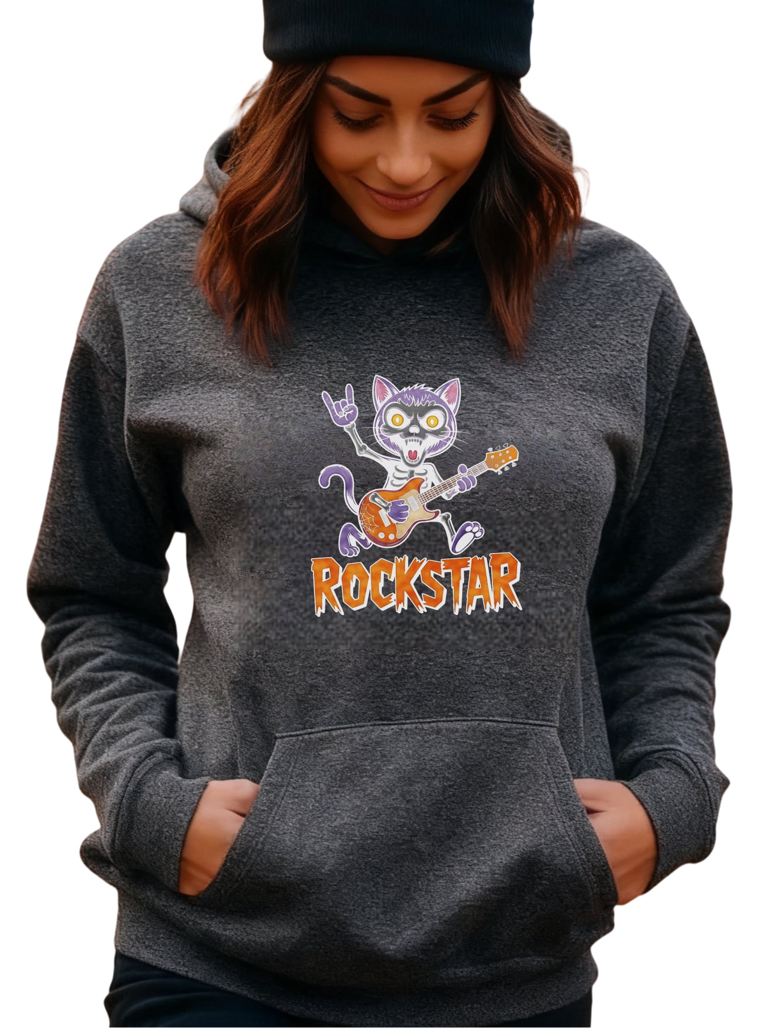 Bold Black Cat Hoodie for Women and Men, Unisex Casual Pullover ...
