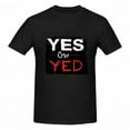 Bold Black Cotton Short Sleeve T-Shirt with Striking " YES " and " YED ...