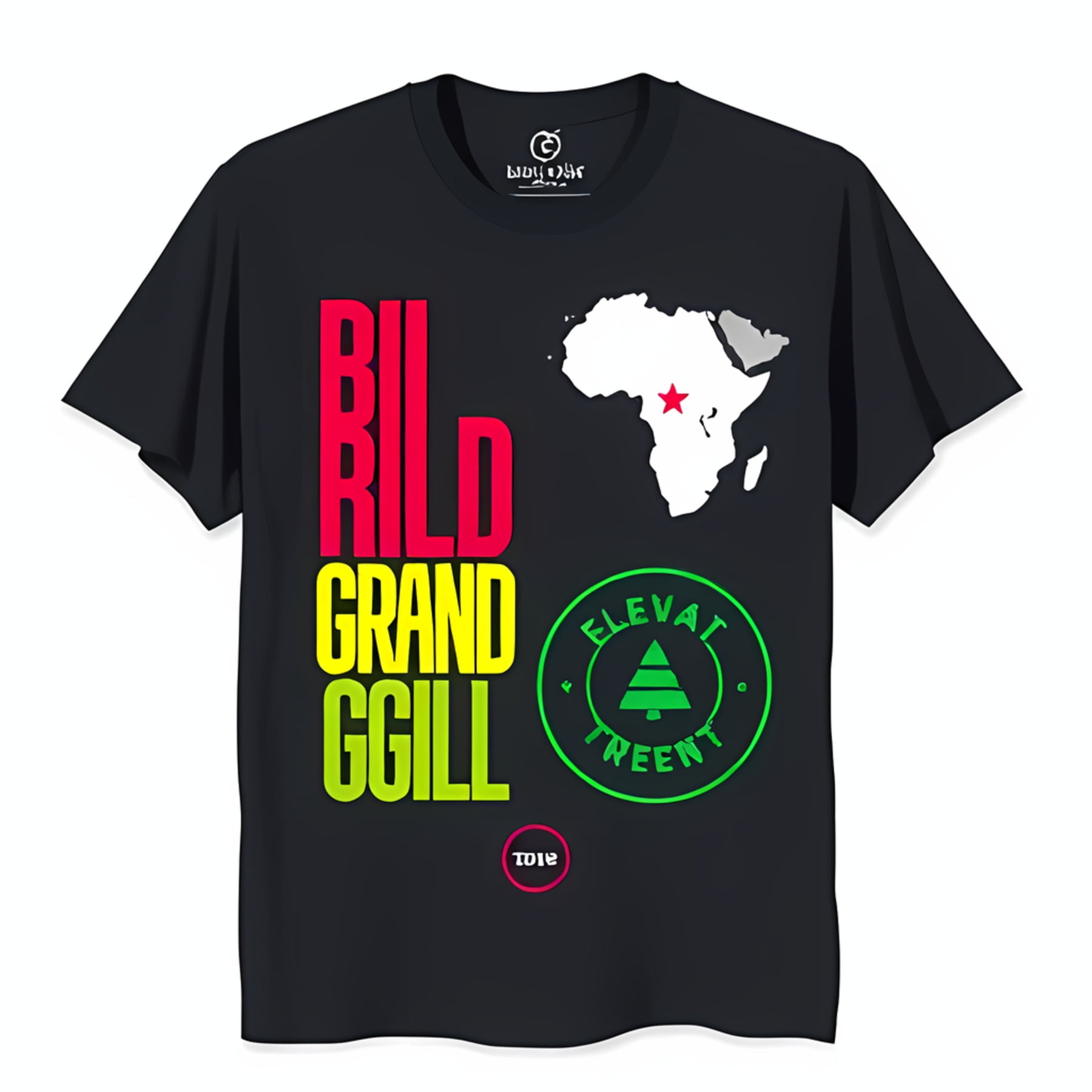 Bold Black Graphic Tee: African Continent Outline with Red Star ...