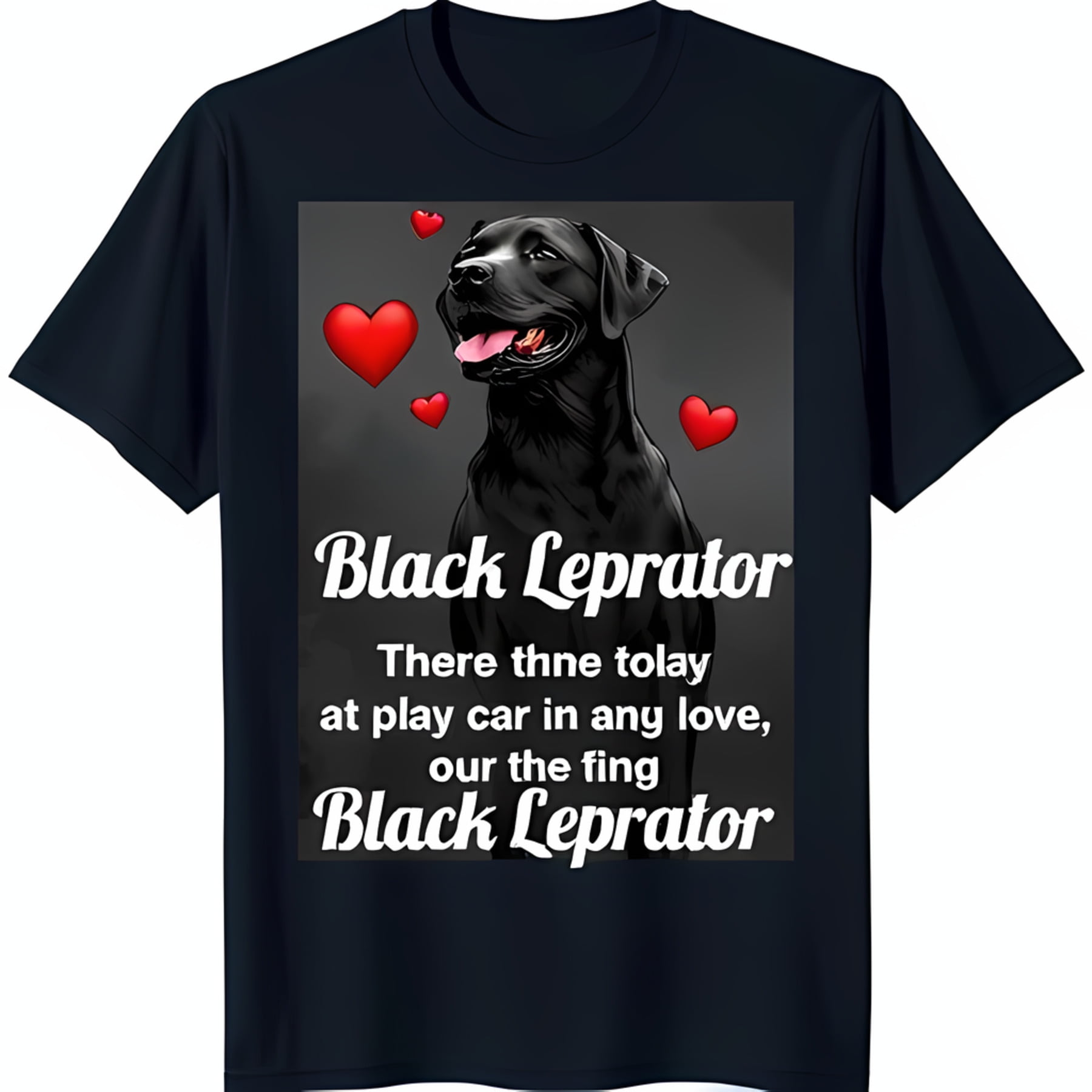 Bold Black Labrador Graphic T-Shirt with Heart Accents for Dog Lovers ...