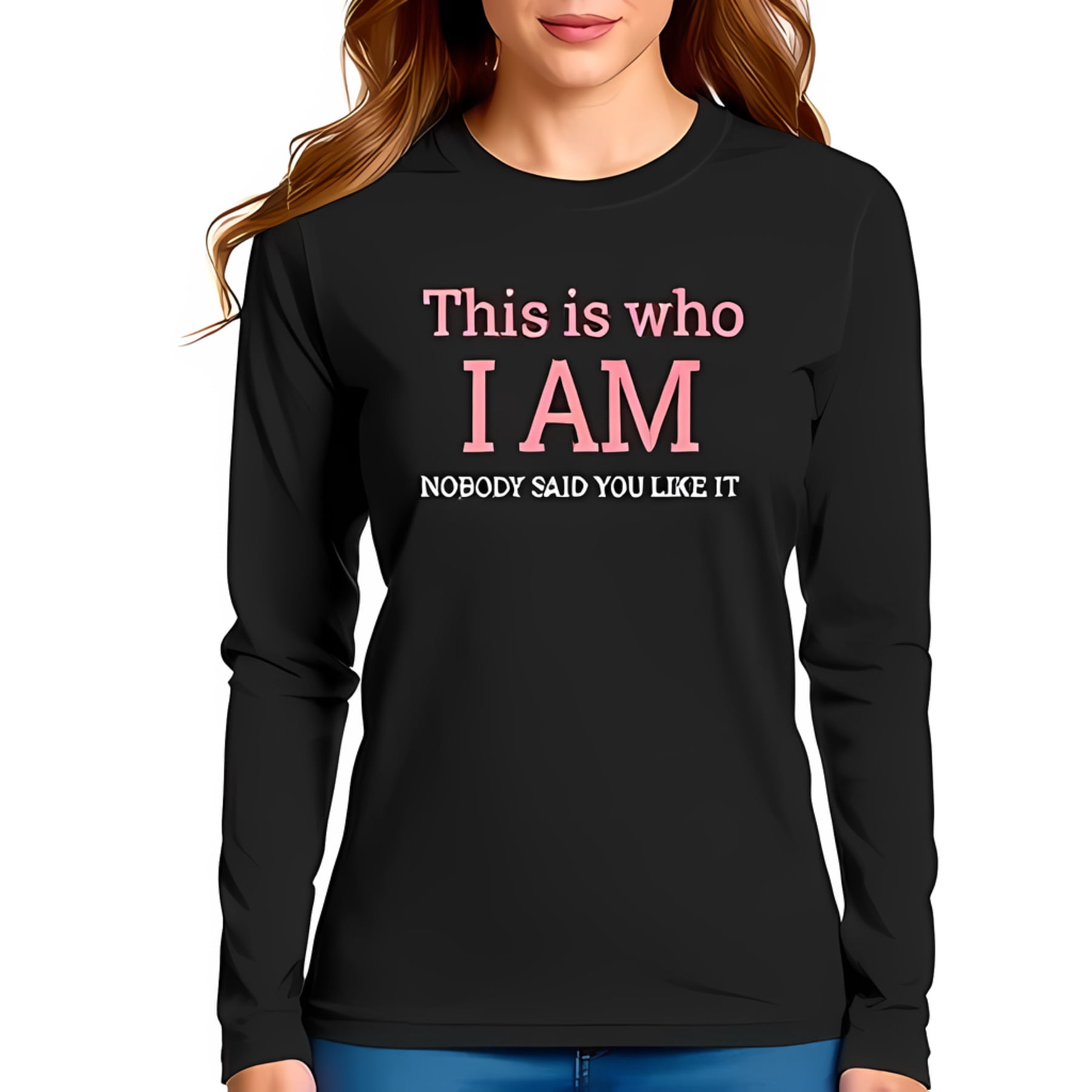 Bold Black Long Sleeve T-Shirt with 'This is who I AM' Statement ...
